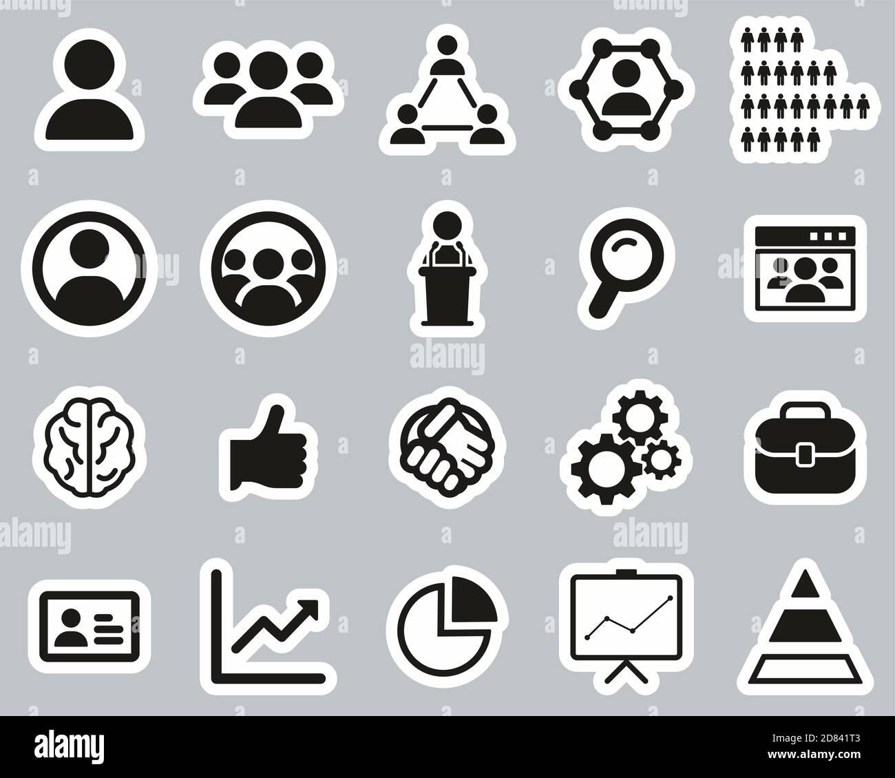 Human Resources Icons Black & White Sticker Set Big Stock Vector Image ...