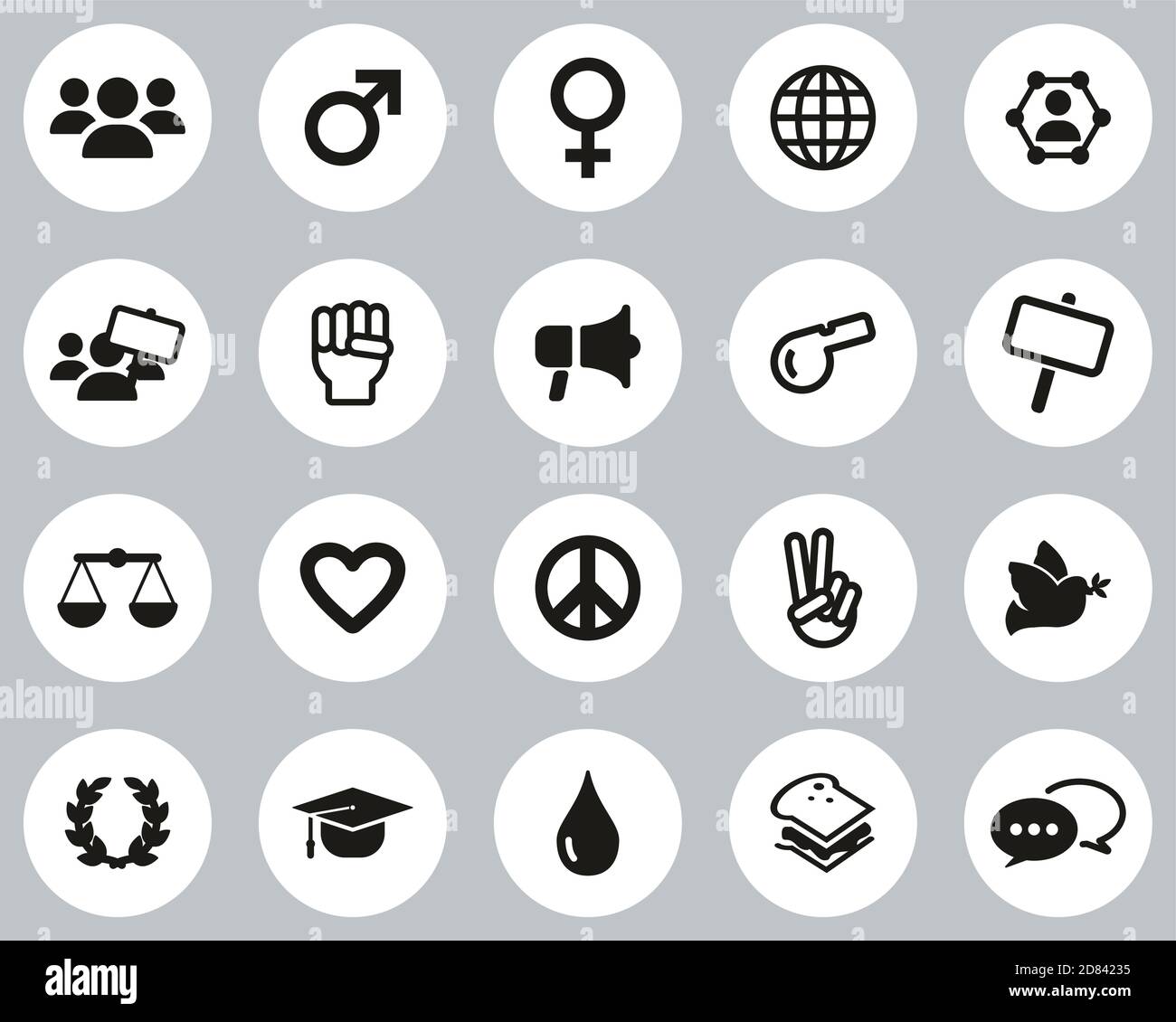 Human Rights Icons Black & White Flat Design Circle Set Big Stock ...