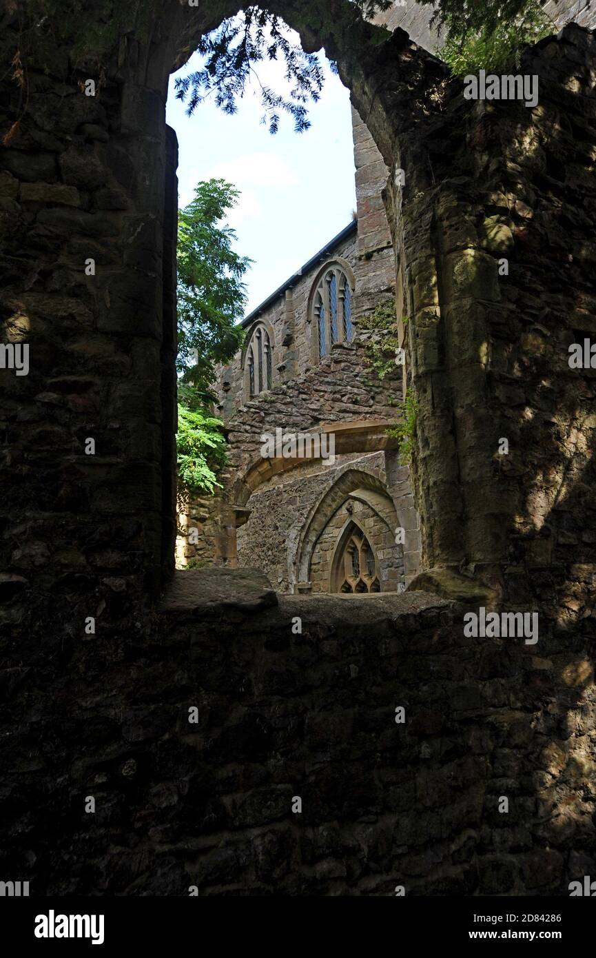 The exterior of Little Malvern Priory, the remais of a Benedictine ...