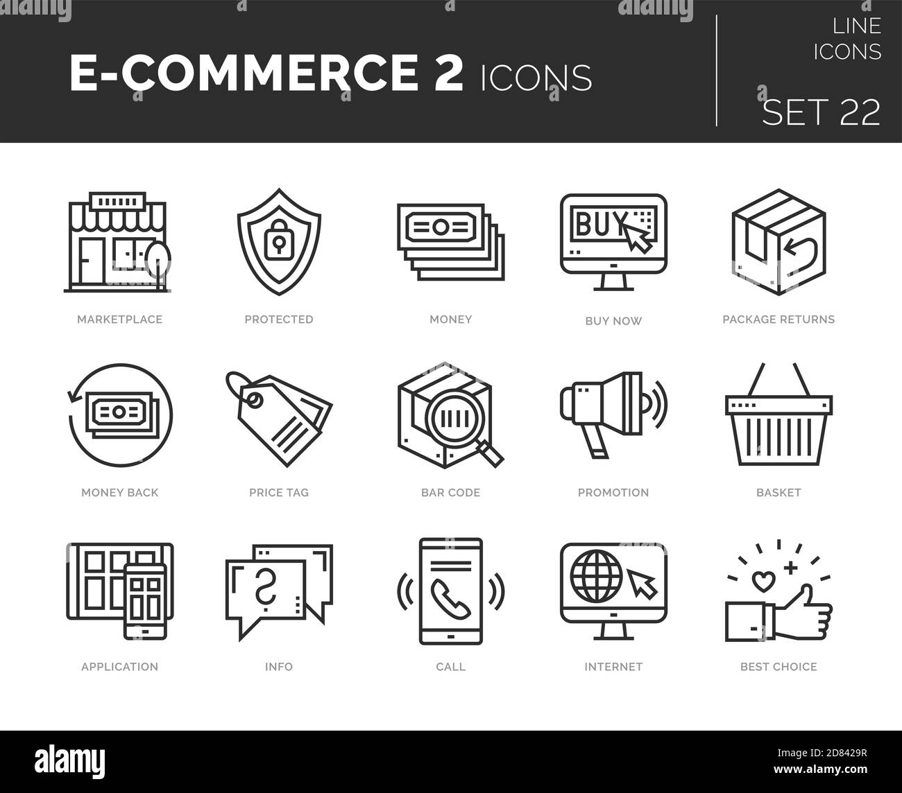 Set Of Vector E Commerce Icons Icons Are In Flat Line Design With Elements For Mobile