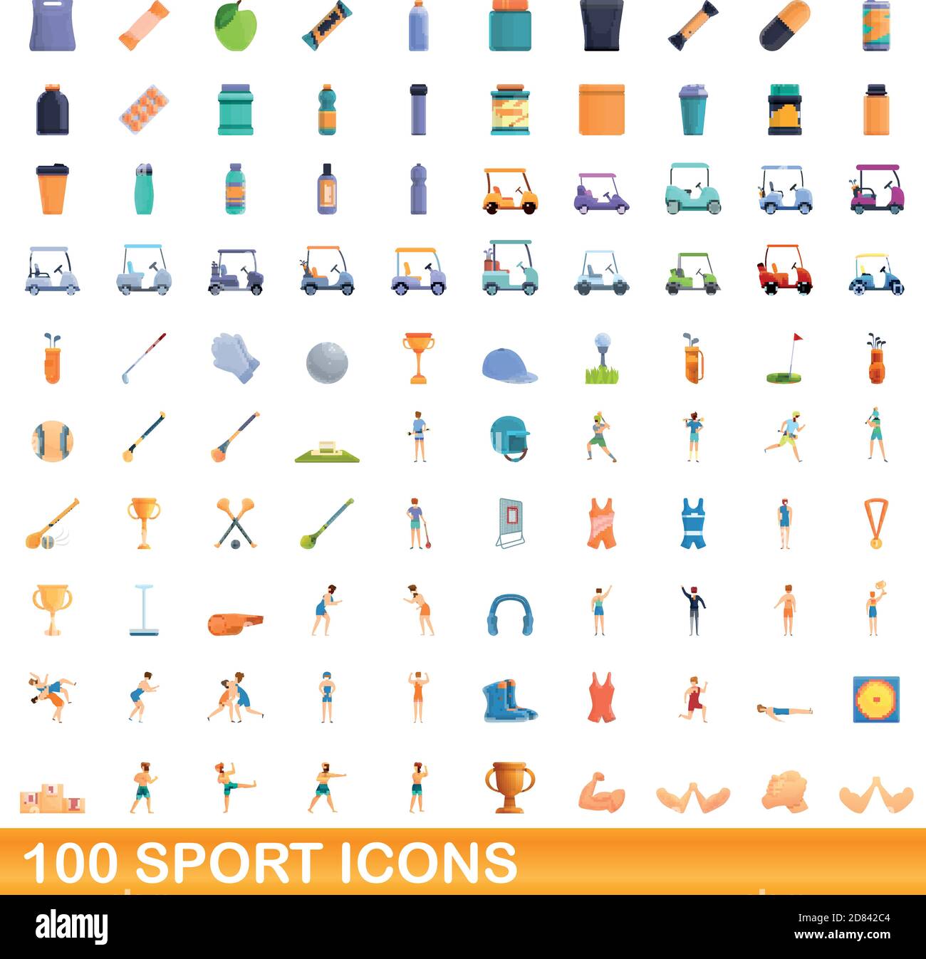 100 sport icons set. Cartoon illustration of 100 sport icons vector set ...