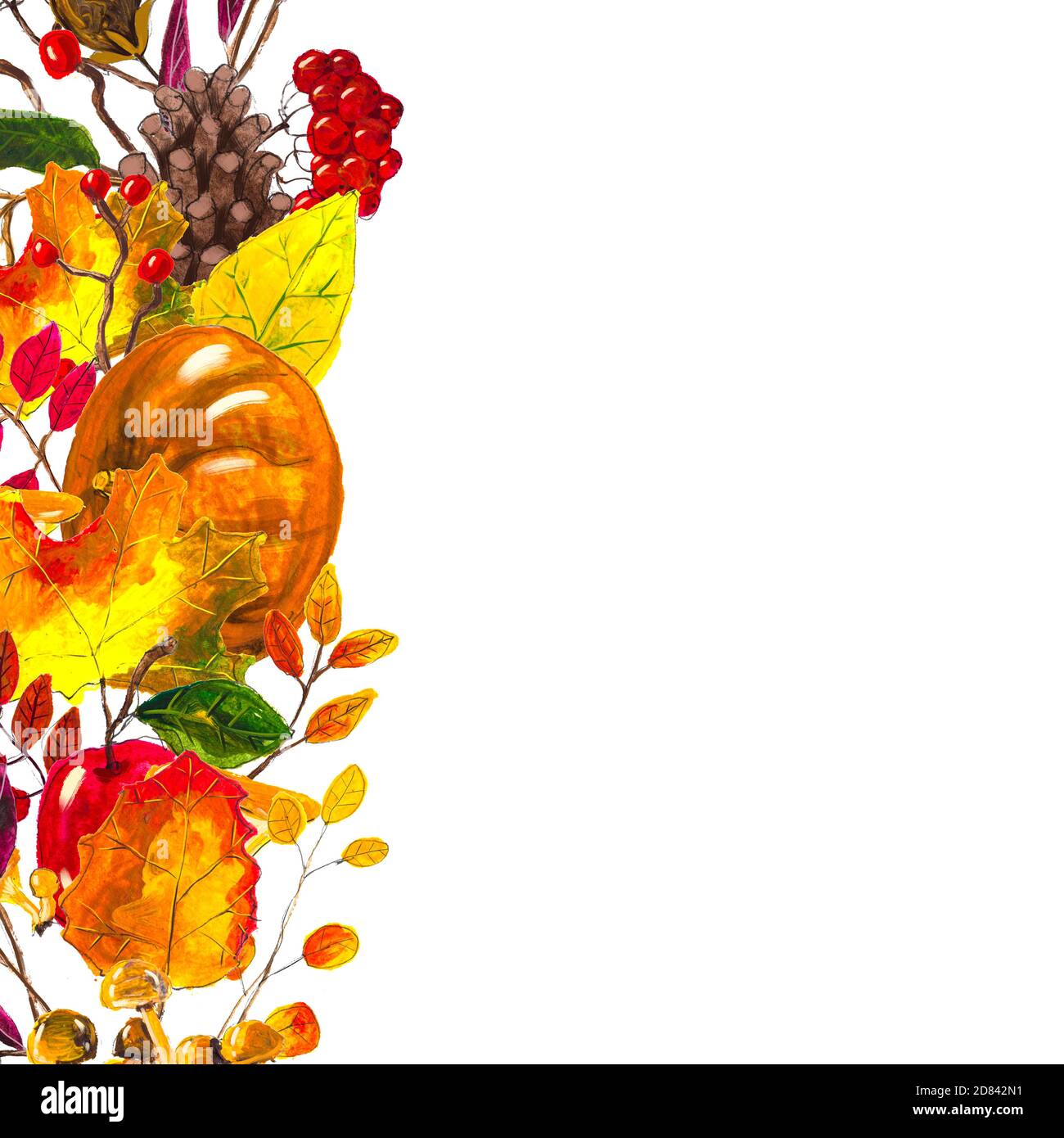 Autumn leaves border. Watercolor hand drawn frame Stock Photo - Alamy