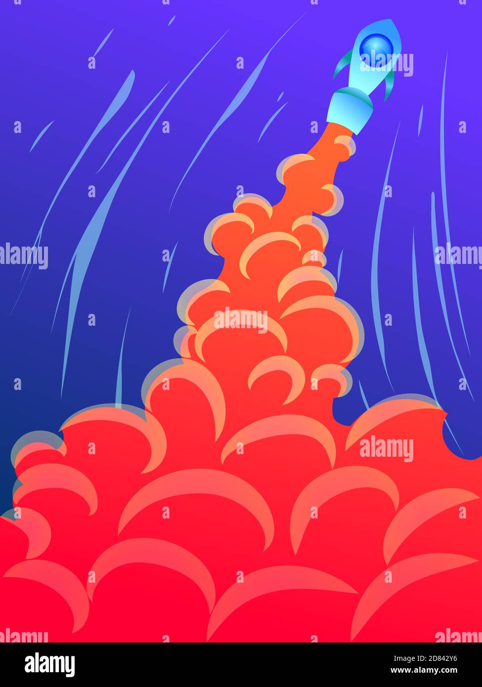 Rocket taking off in sky, vector illustration Stock Vector Image & Art ...