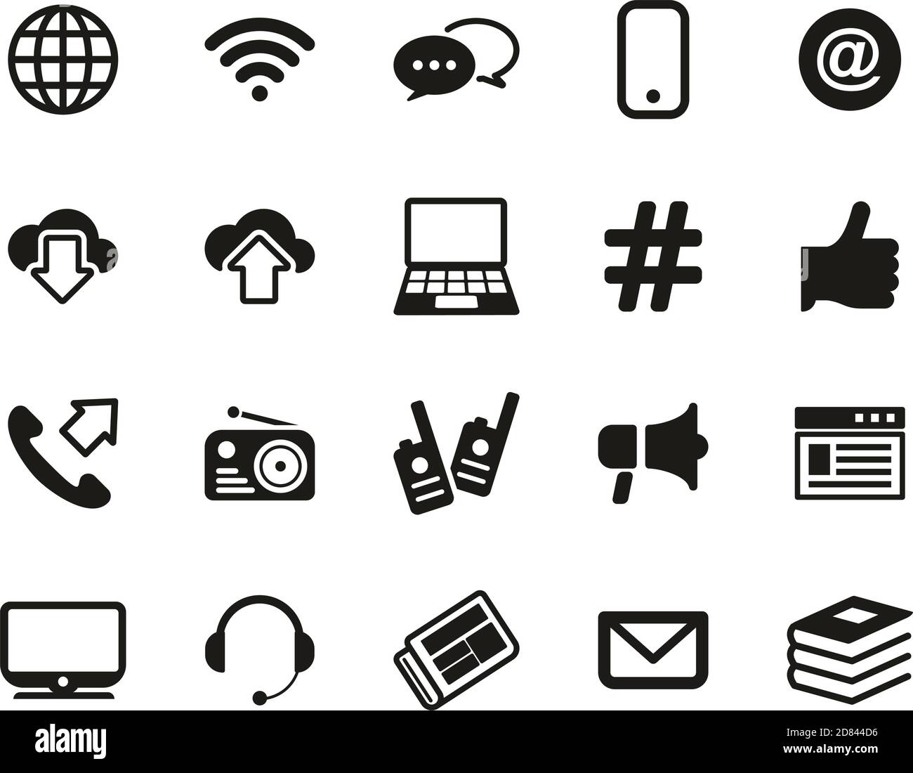 Information Channel Icons Black & White Set Big Stock Vector Image ...