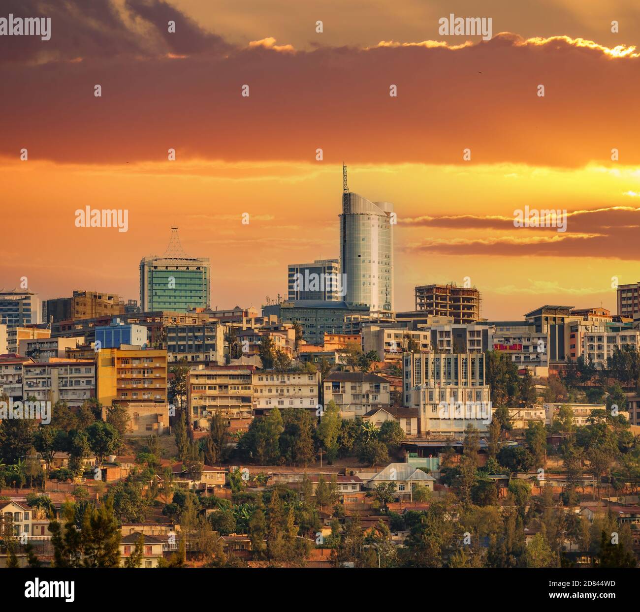 Kigali downtown on top of the hill with skyscraper Stock Photo - Alamy