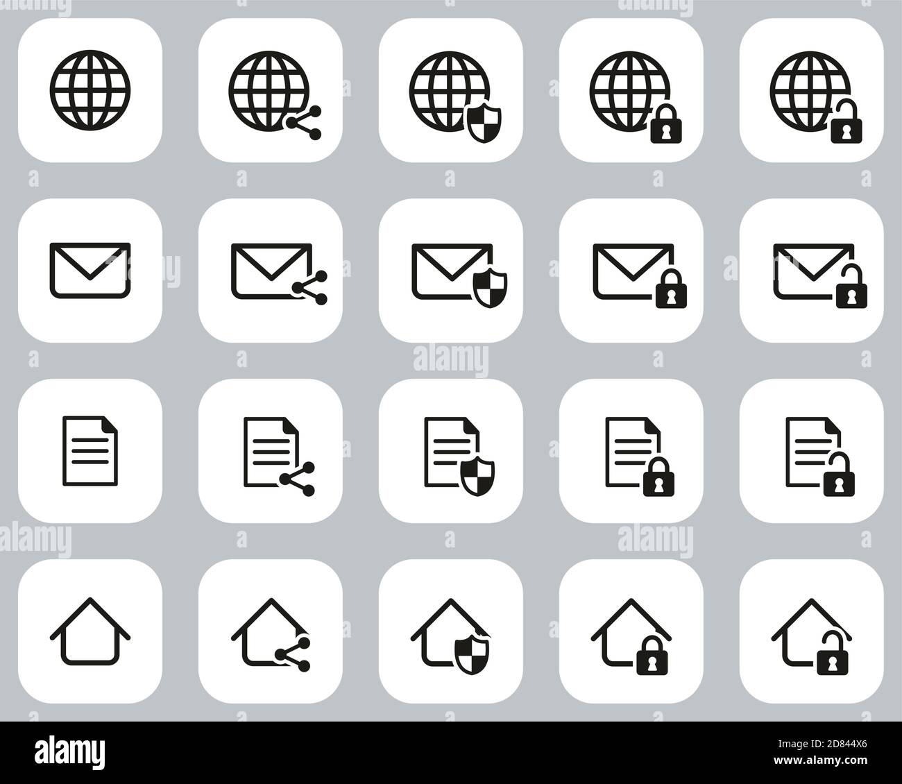 Information Protection & Information Security Icons Black & White Flat ...