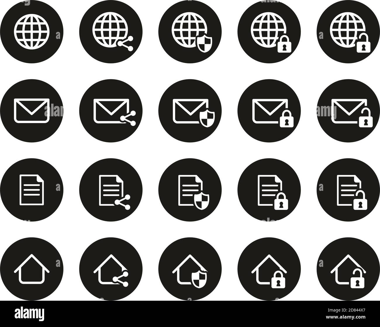 Information Protection & Information Security Icons White On Black Flat ...
