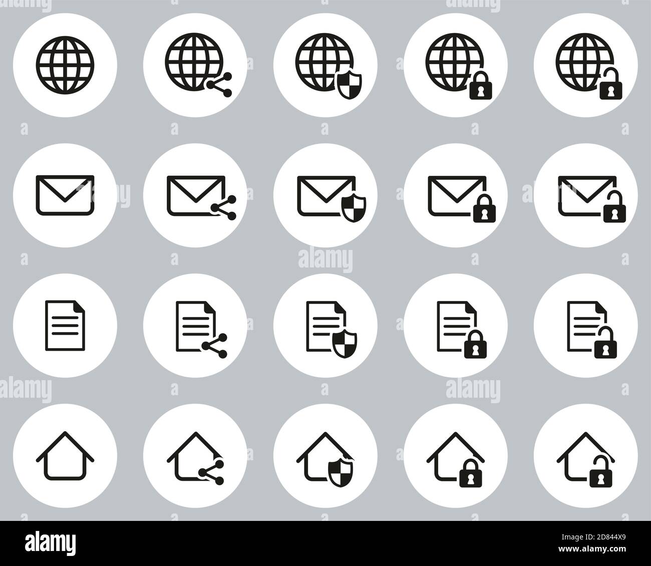 Information Protection & Information Security Icons Black & White Flat ...