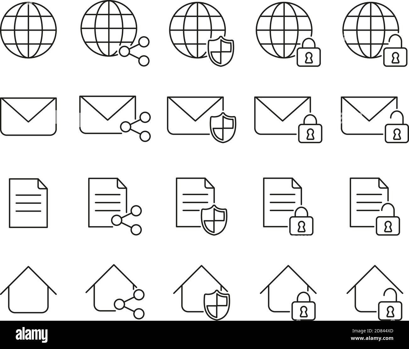 Information Protection & Information Security Icons Black & White Thin ...