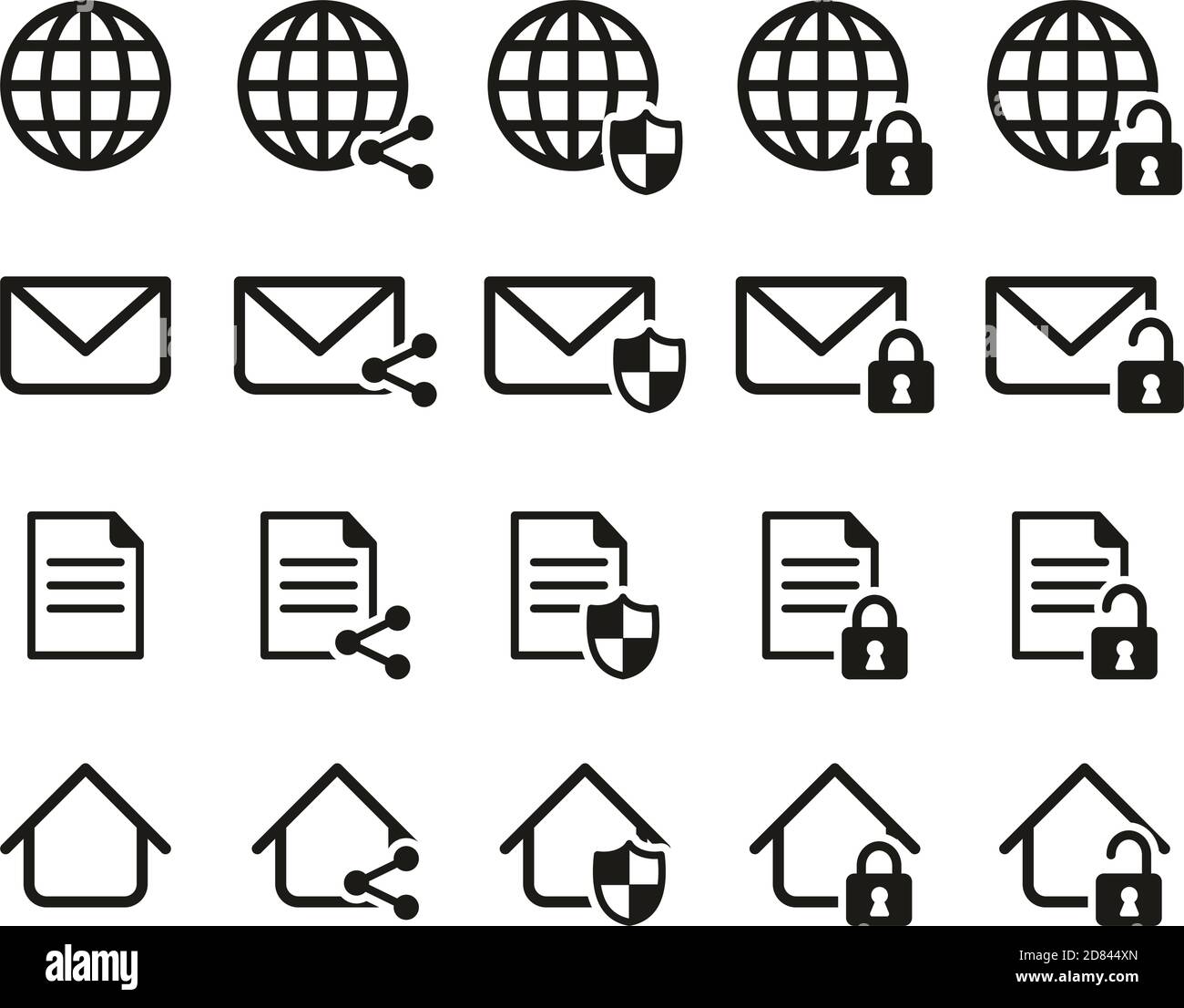 Information Protection & Information Security Icons Black & White Set ...