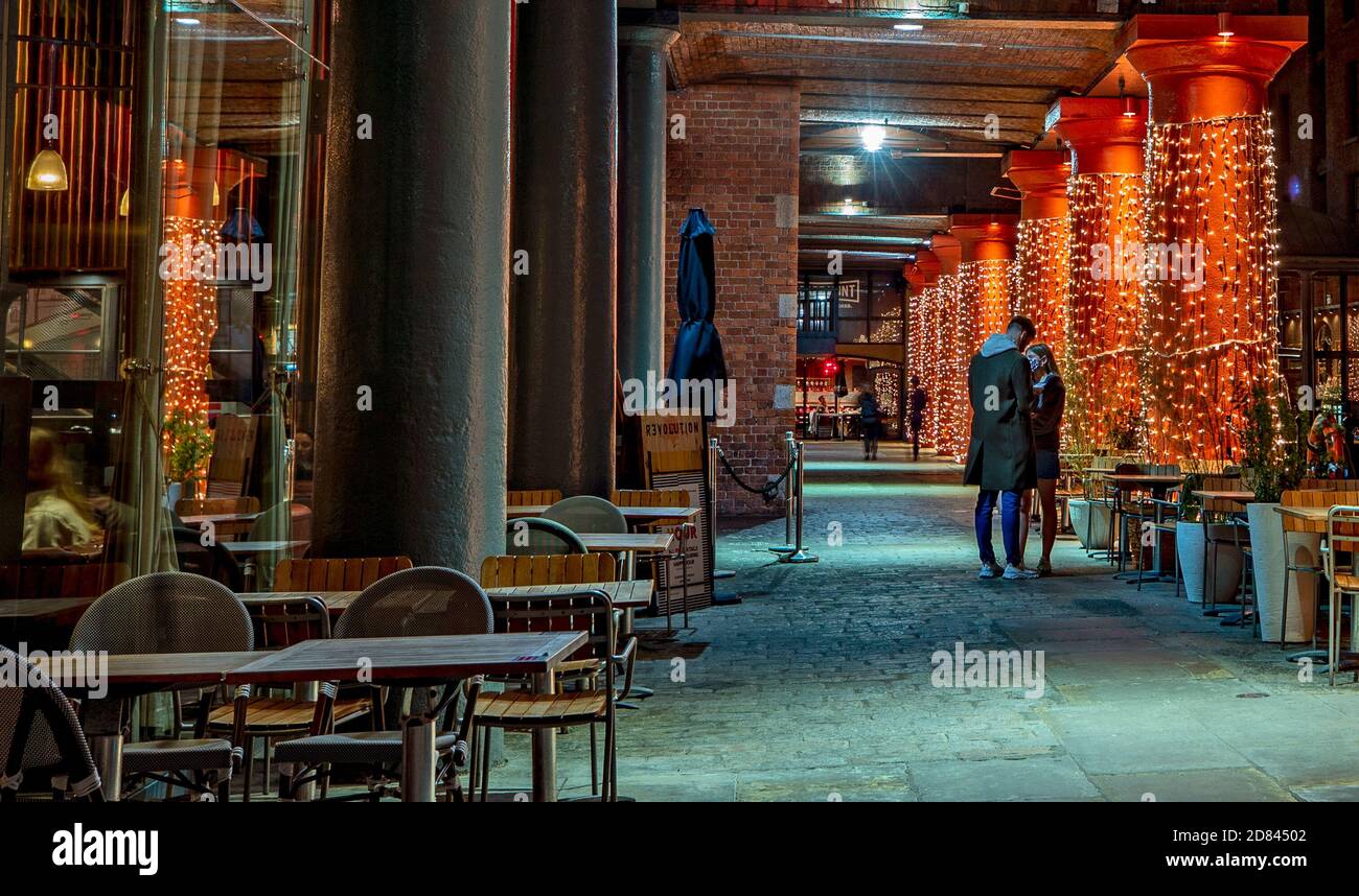 The Royal Albert Dock's 86 inner quay columns lit up with more than a ...