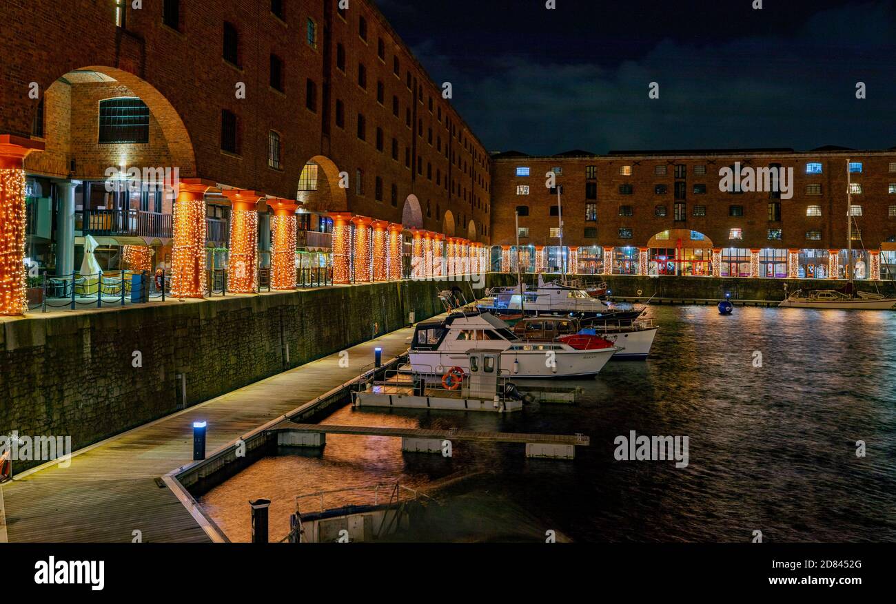 The Royal Albert Dock's 86 inner quay columns lit up with more than a ...
