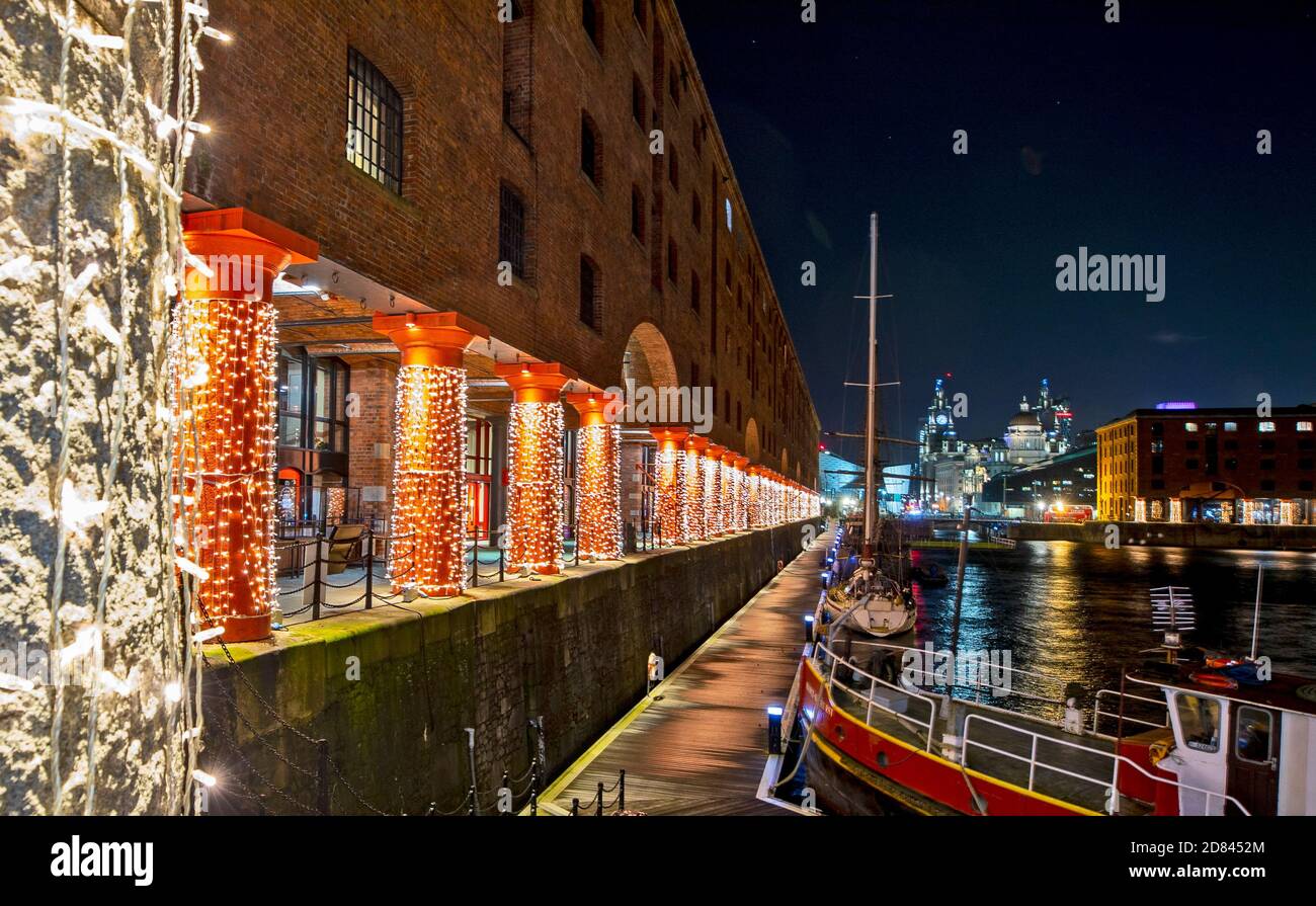 The Royal Albert Dock's 86 inner quay columns lit up with more than a ...