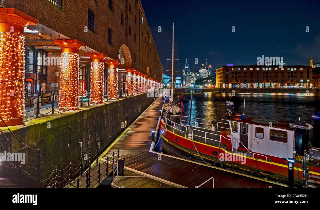 The Royal Albert Dock's 86 inner quay columns lit up with more than a ...
