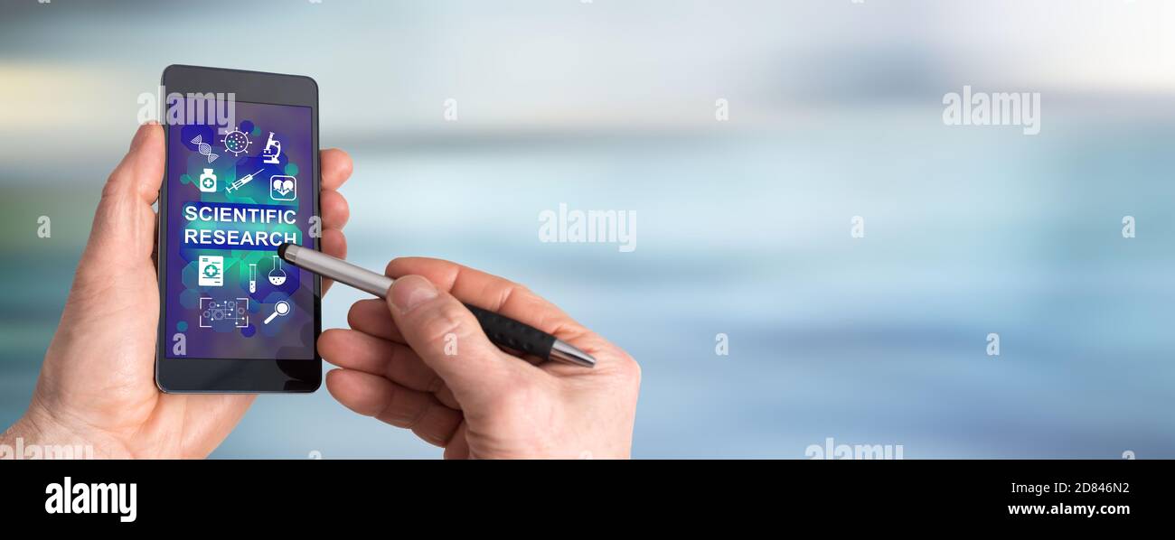 Smartphone screen displaying a scientific research concept Stock Photo ...