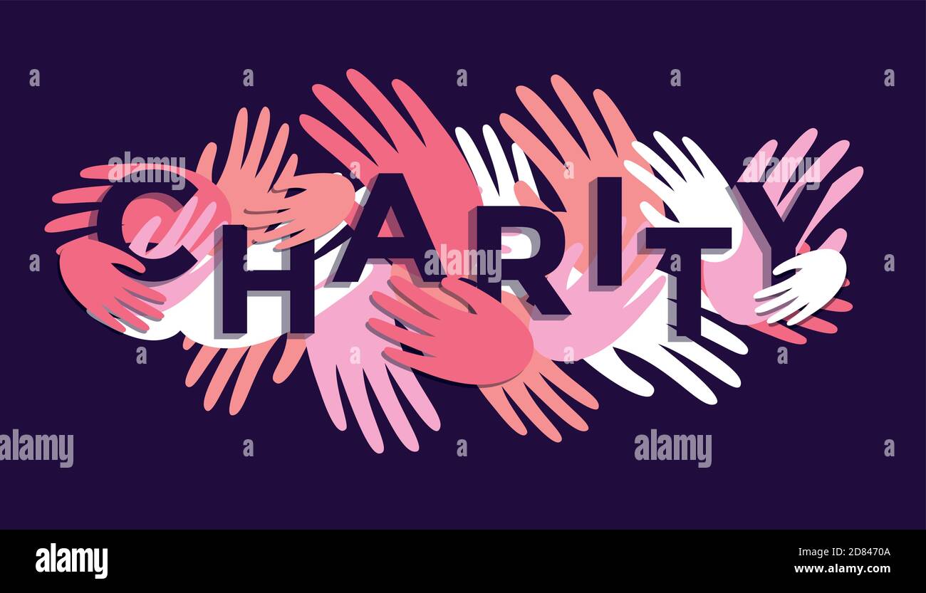 Concept of charity and donation background with hands. Flat design ... Concept of charity and donation background with hands. Flat design ...
