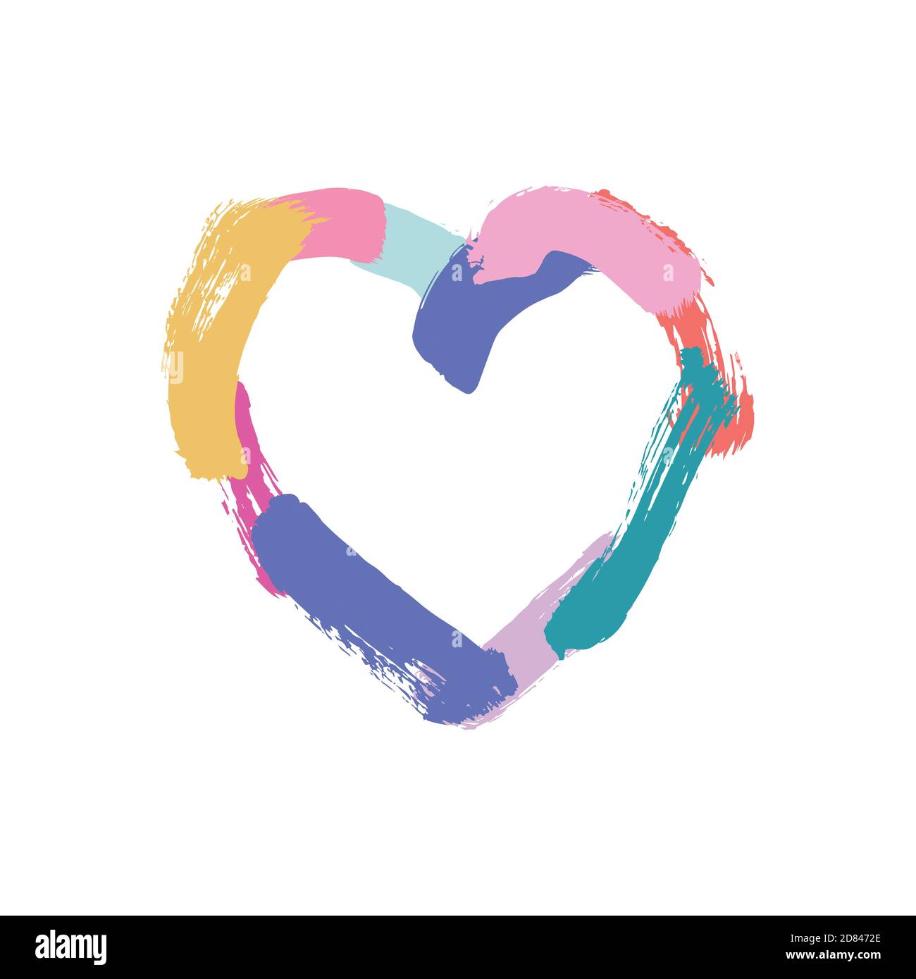 Hand painted brush strokes in heart shape. Colorful and playful palette ...