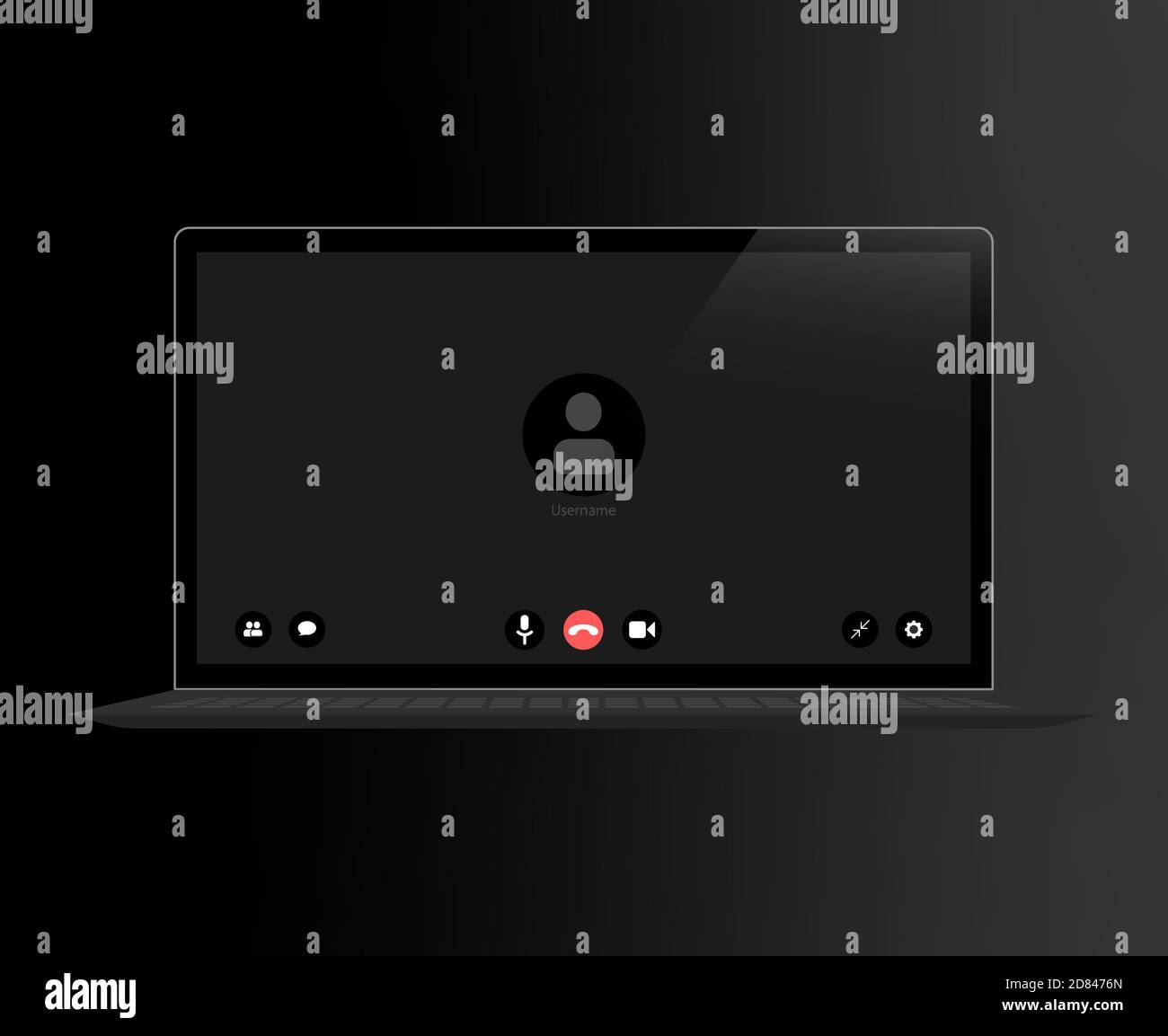 Video conference user interface on realistic laptop, video conference ...
