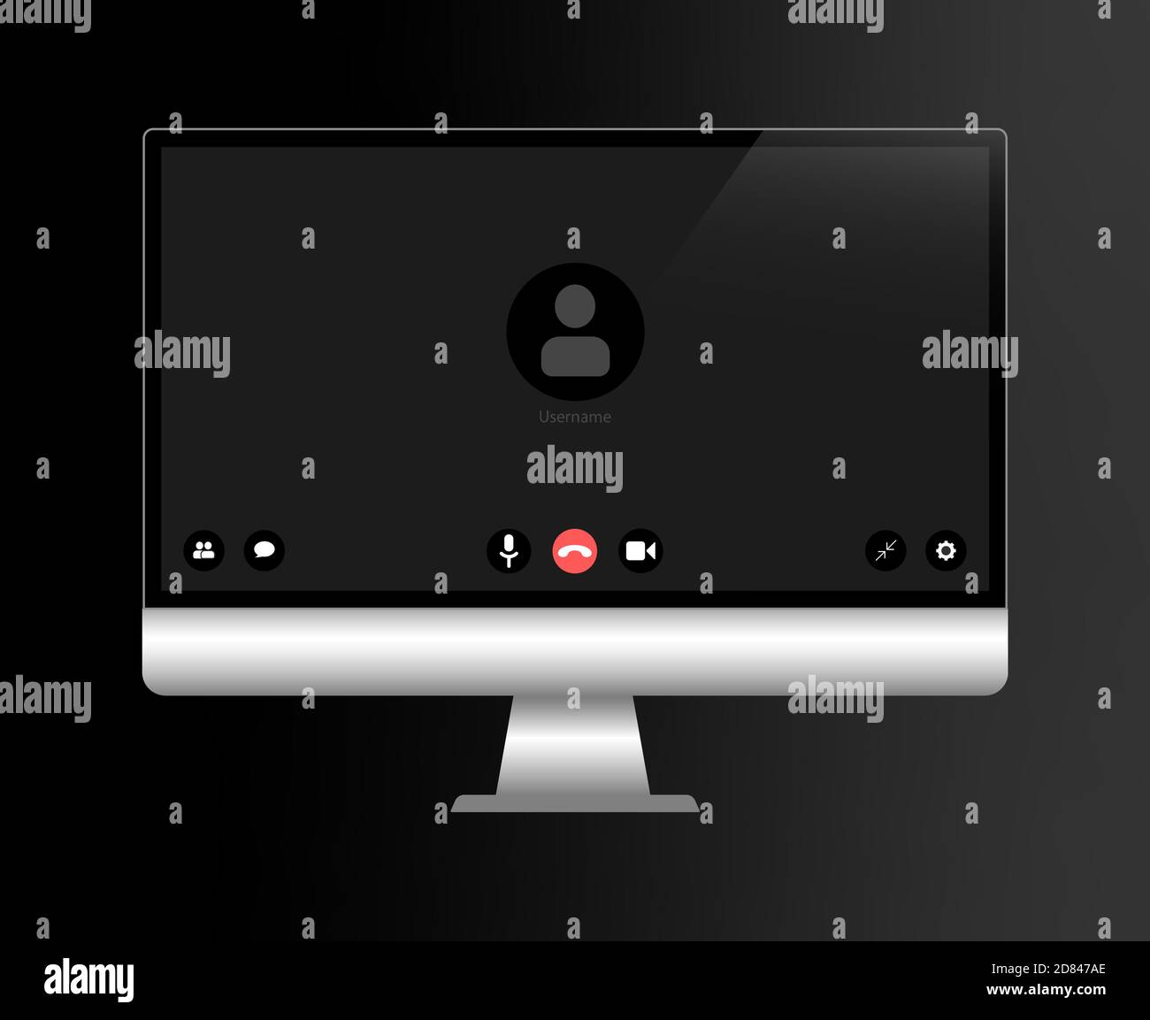 Video conference user interface on realistic computer, video conference ...