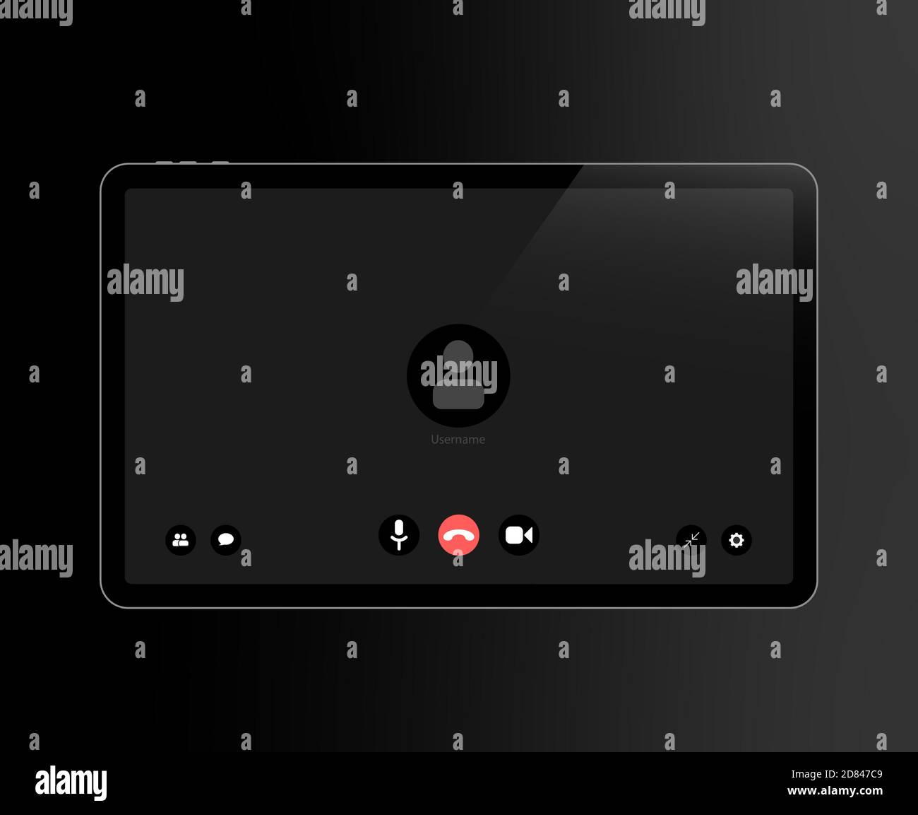 Video conference user interface on realistic tablet, video conference ...