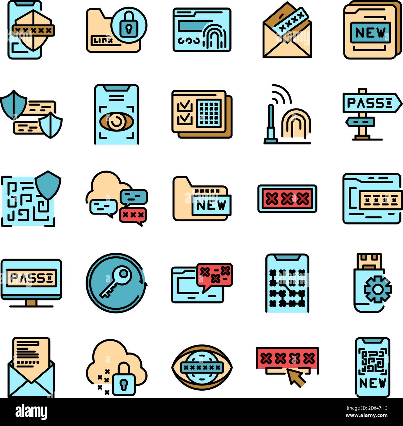 Password recovery icons set. Outline set of password recovery vector ... Password recovery icons set. Outline set of password recovery vector ...