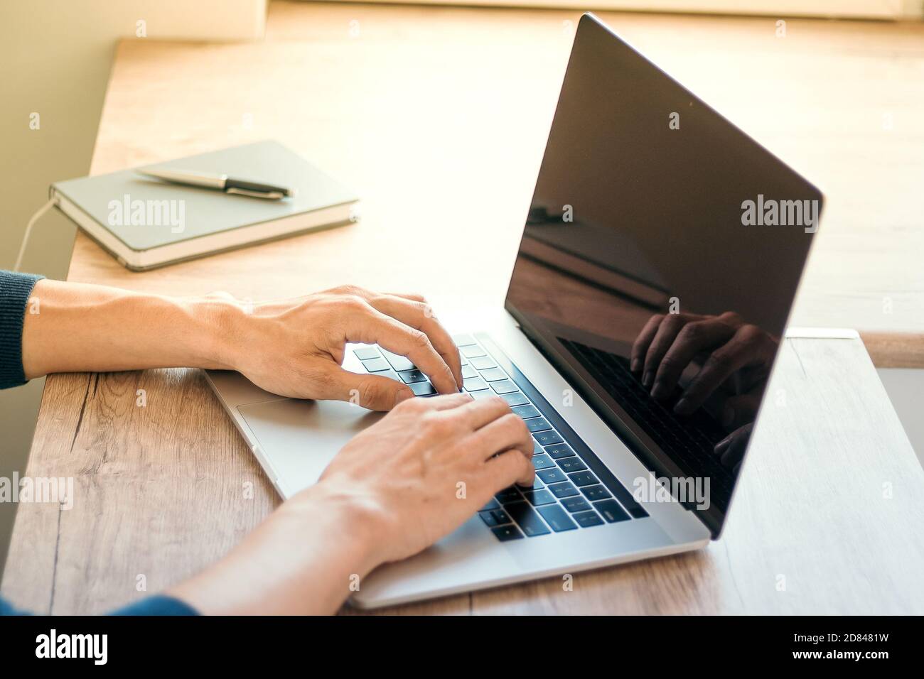 close up. male using a modern laptop Stock Photo - Alamy