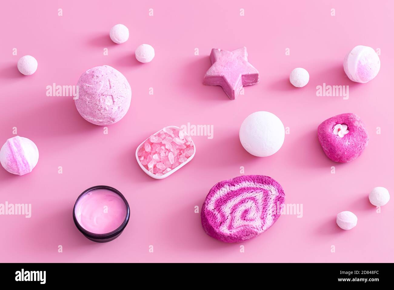 Spa composition with body care items on a colored background . Spa and ...