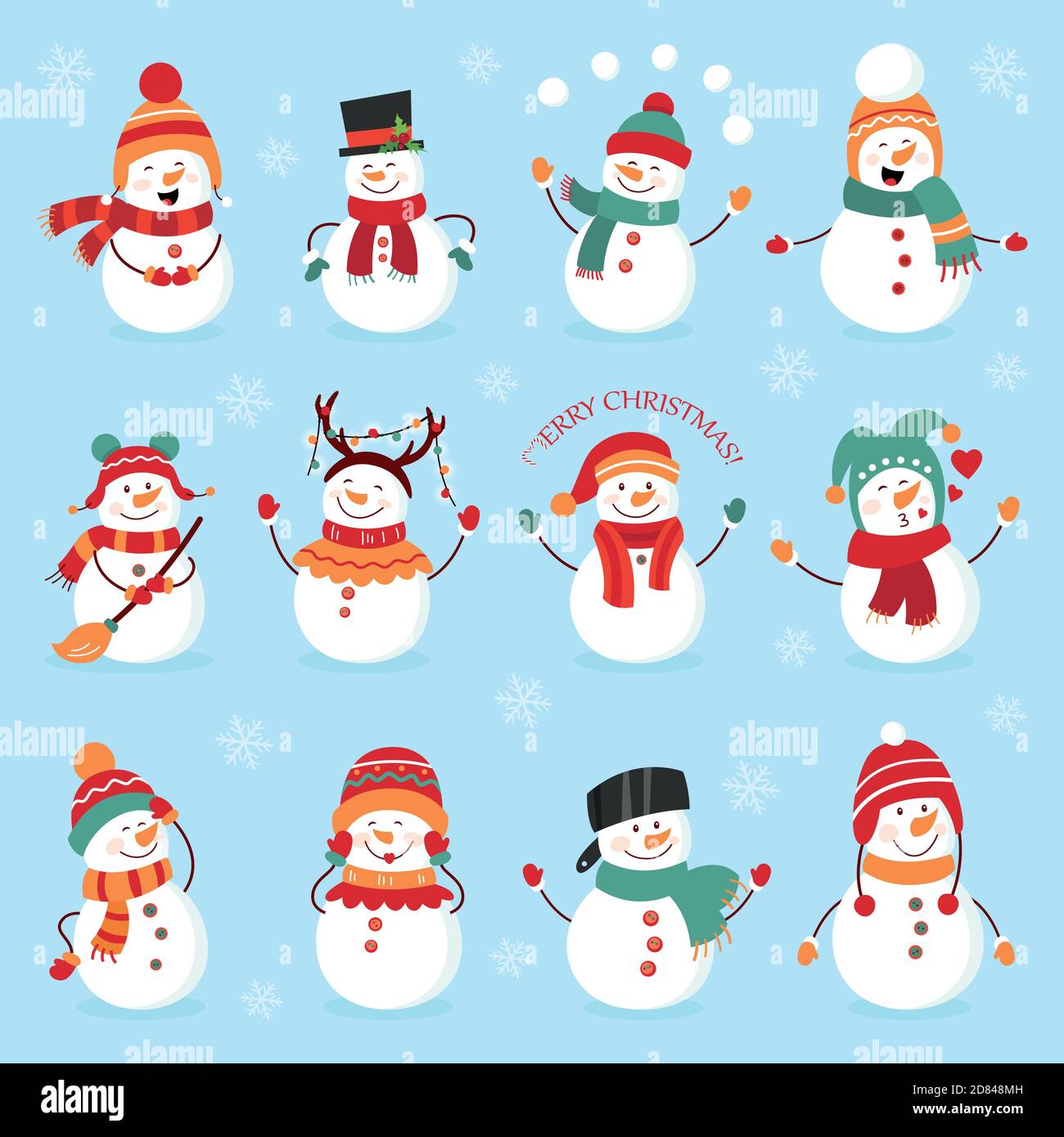 Cartoon illustration snowman couple in hi-res stock photography and ...