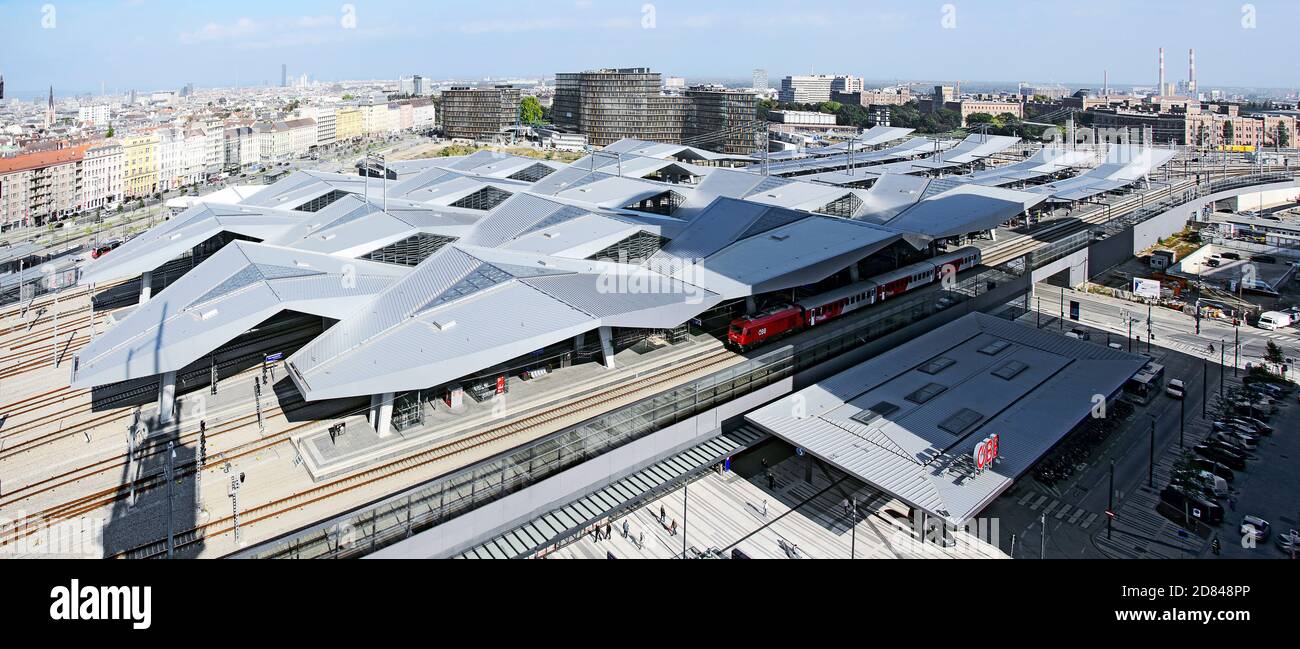 Panoramic view across the new Viennese main train station until the ...