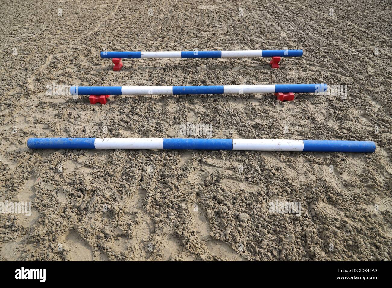 Image of an empty training field. Barriers for schooling horses as a ...