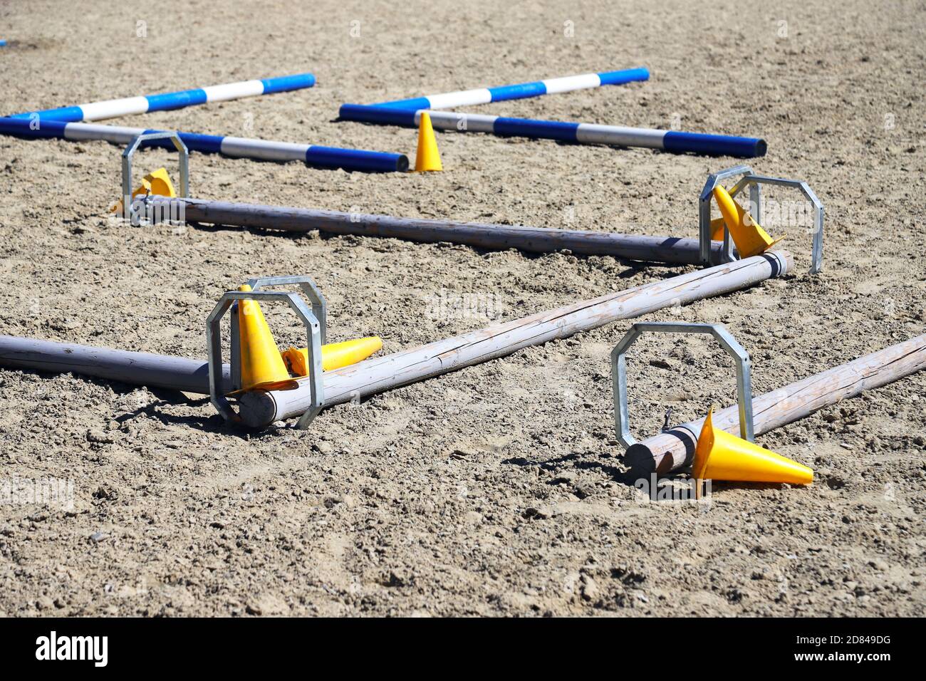 Image of an empty training field. Barriers for schooling horses as a ...