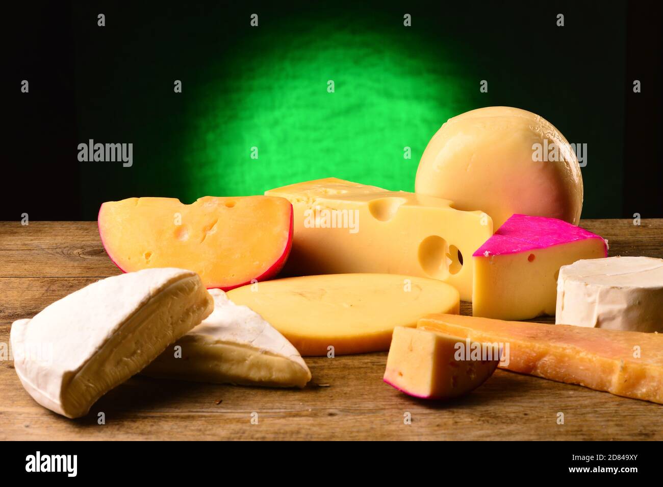 Table of mixed cheese on a studio shot Stock Photo - Alamy