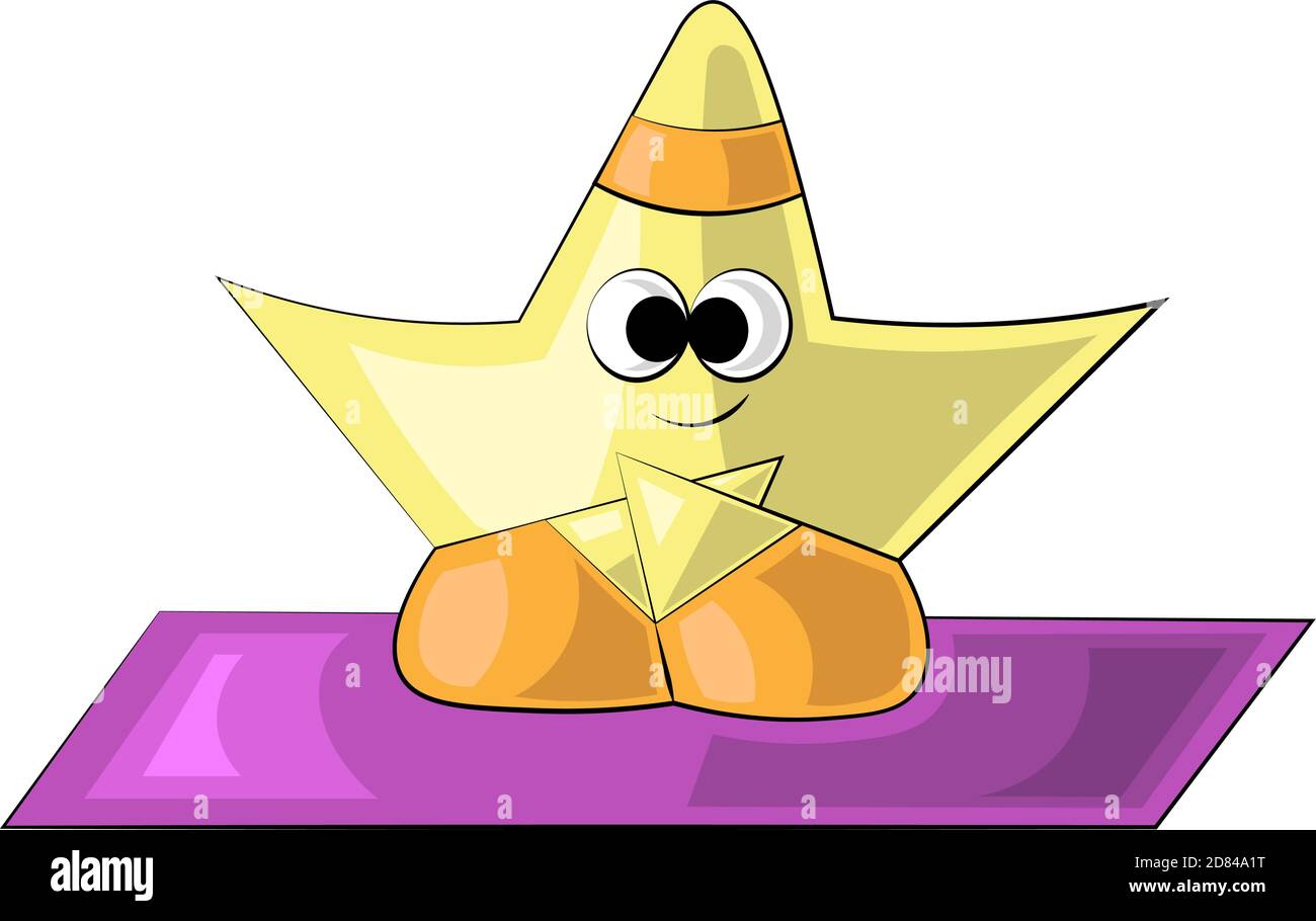 Cartoon cute yellow little star does yoga Stock Vector Image & Art - Alamy