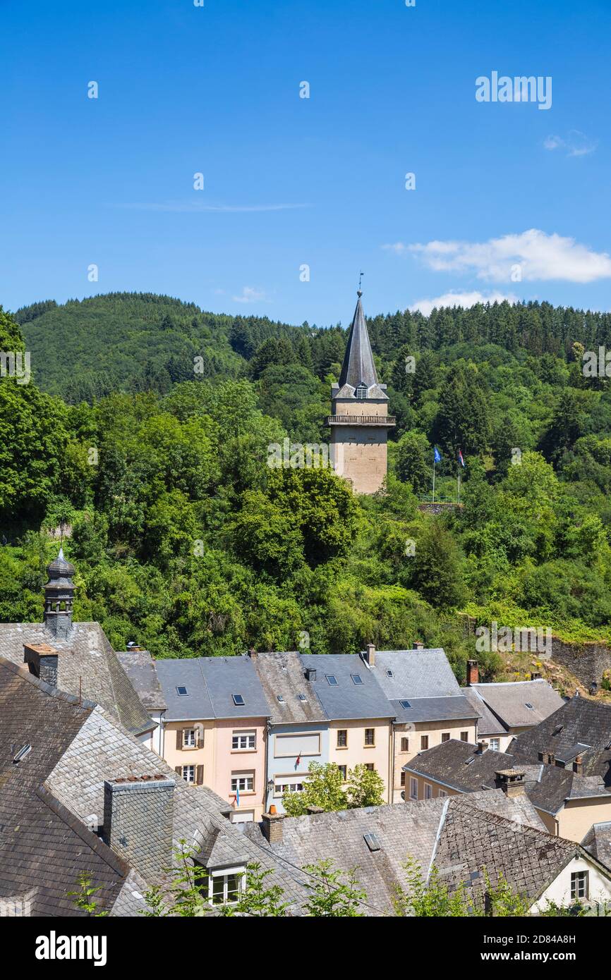 Luxembourg, Vianden, Watchtower above town Stock Photo - Alamy