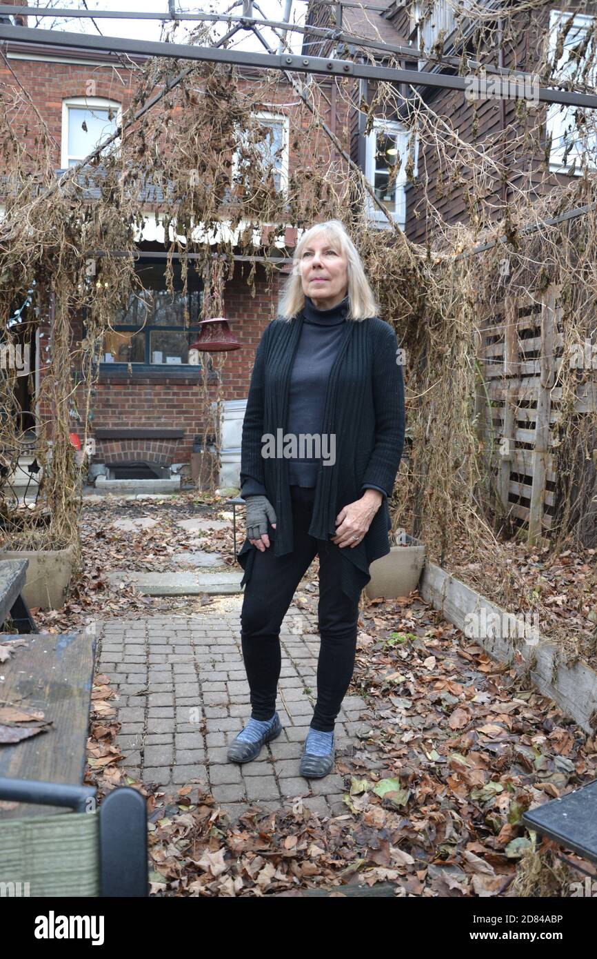 Toronto artist Rae Johnson at her Toronto home in 2018 with her ...