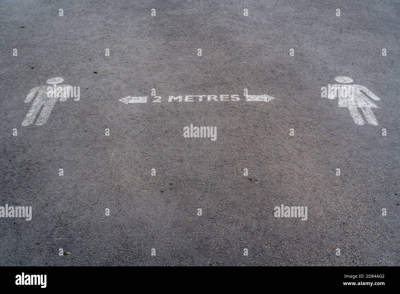 Walking path road ground floor painted sign warning and informing ...