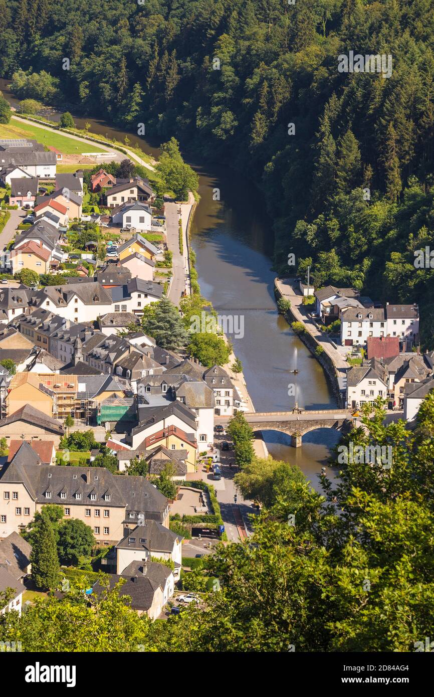Luxembourg, View of Vianden and Our River Stock Photo - Alamy