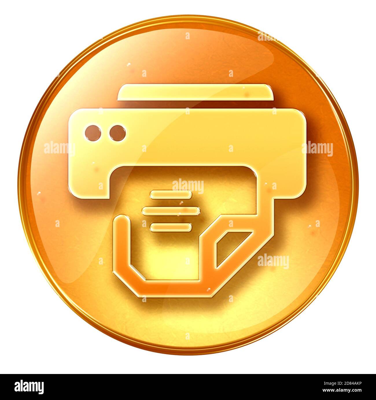 printer icon yellow, isolated on white background Stock Photo - Alamy