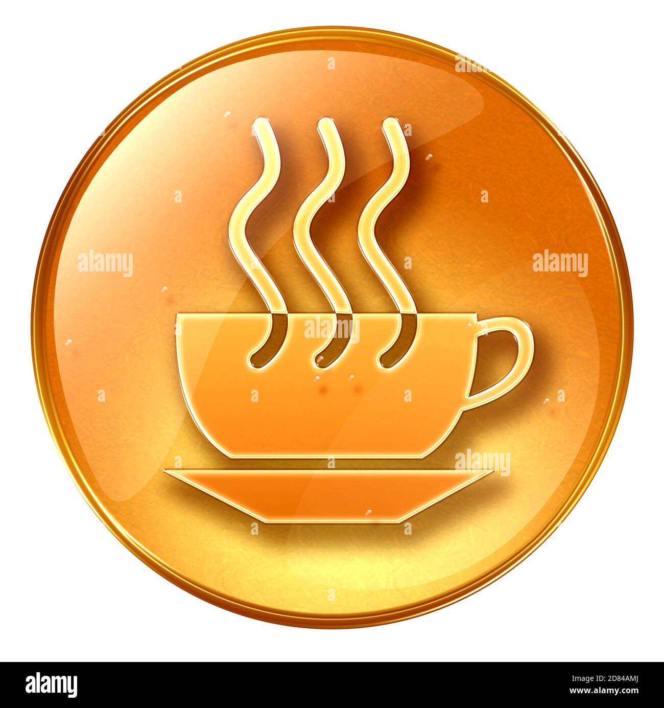 coffee cup icon yellow, isolated on white background Stock Photo - Alamy