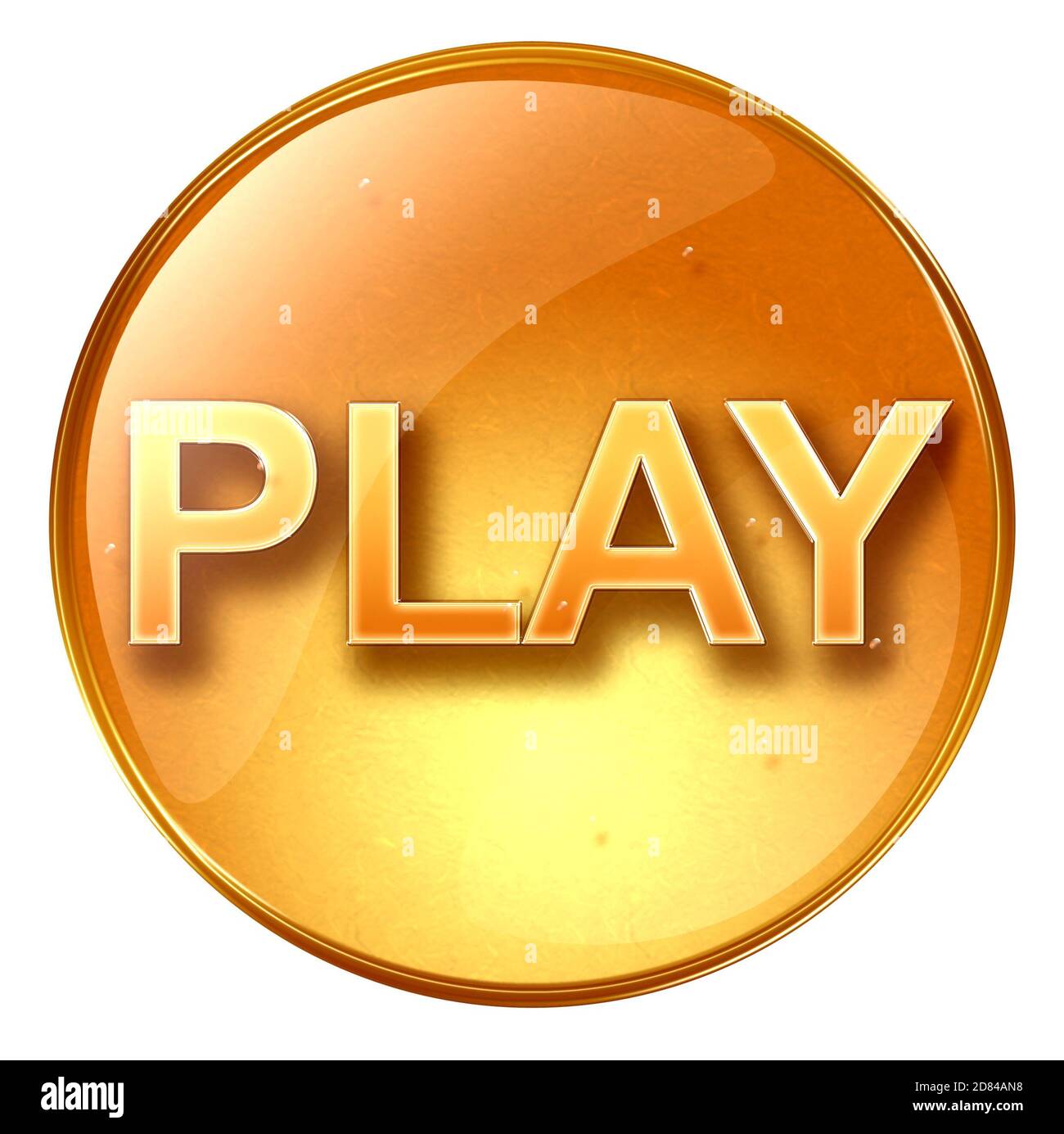Play icon yellow, isolated on white background Stock Photo - Alamy