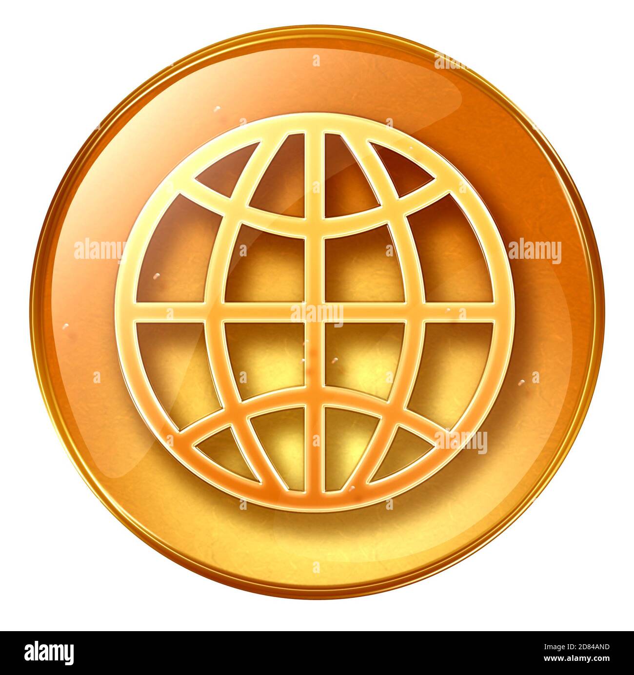 Globe icon yellow, isolated on white background Stock Photo - Alamy