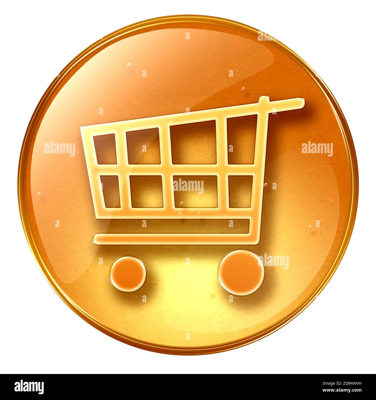 shopping cart icon yellow, isolated on white background Stock Photo - Alamy