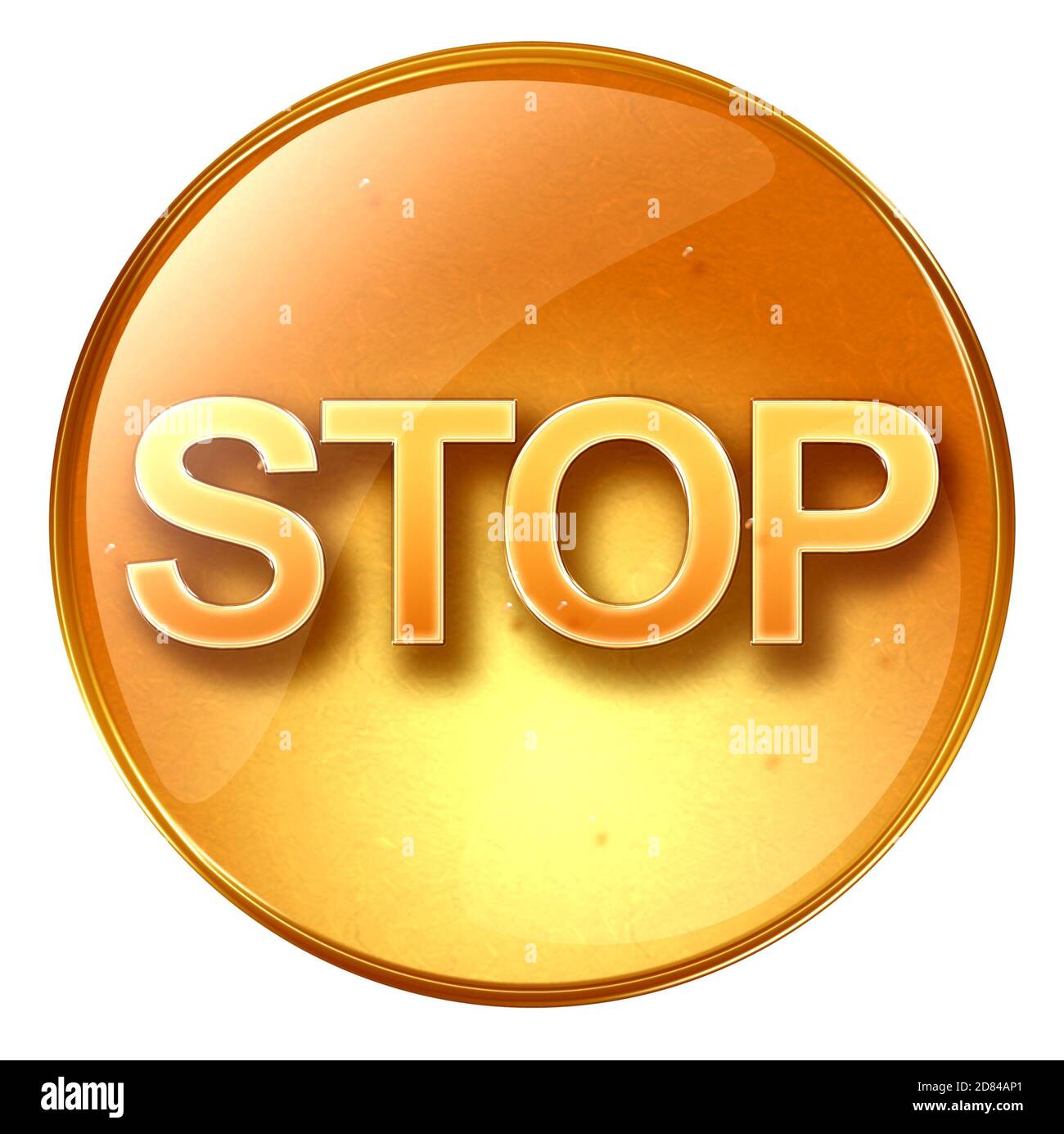 Stop icon yellow, isolated on white background Stock Photo - Alamy