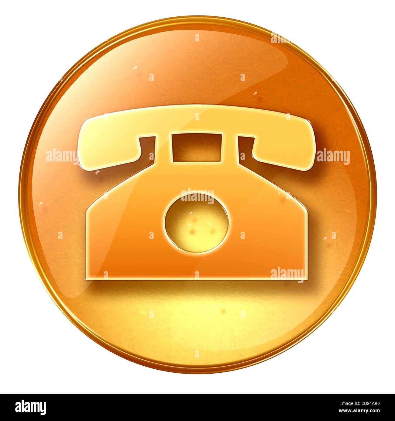 phone icon yellow, isolated on white background Stock Photo - Alamy