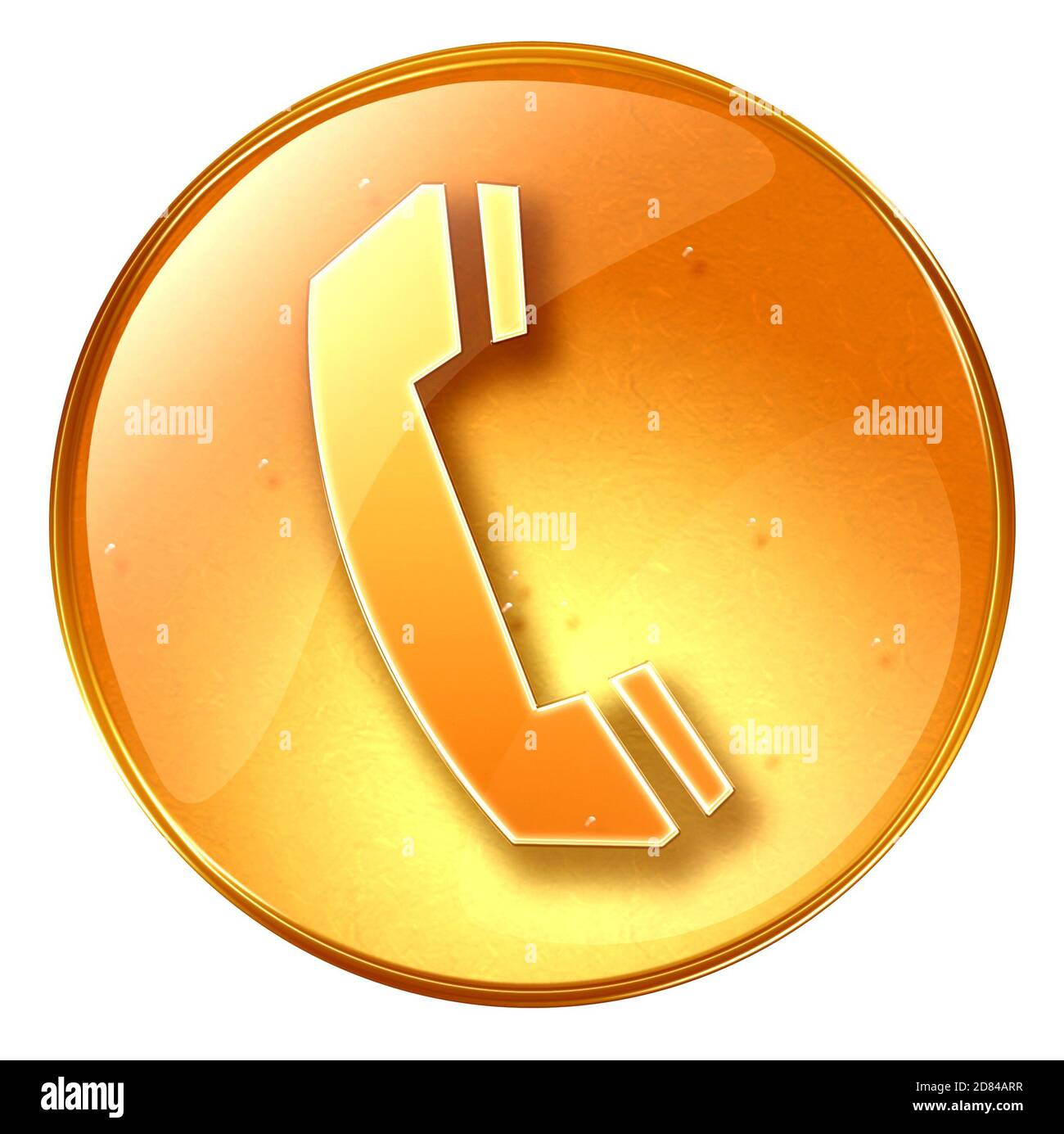 phone icon yellow, isolated on white background Stock Photo - Alamy