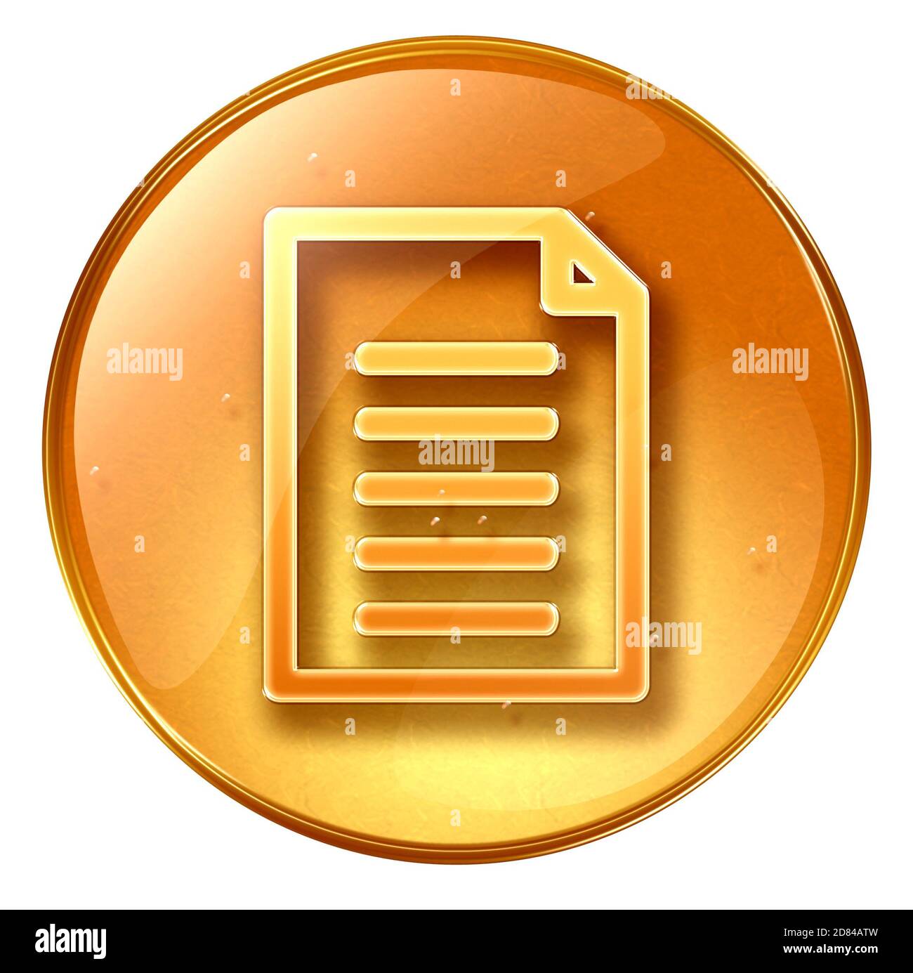 Document icon yellow, isolated on white background Stock Photo - Alamy