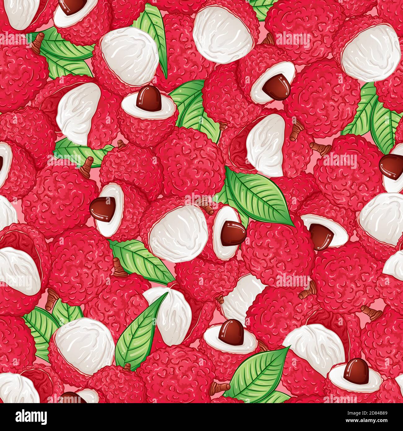 Exotic lychee fruit seamless pattern. Print for fabric, textile ...