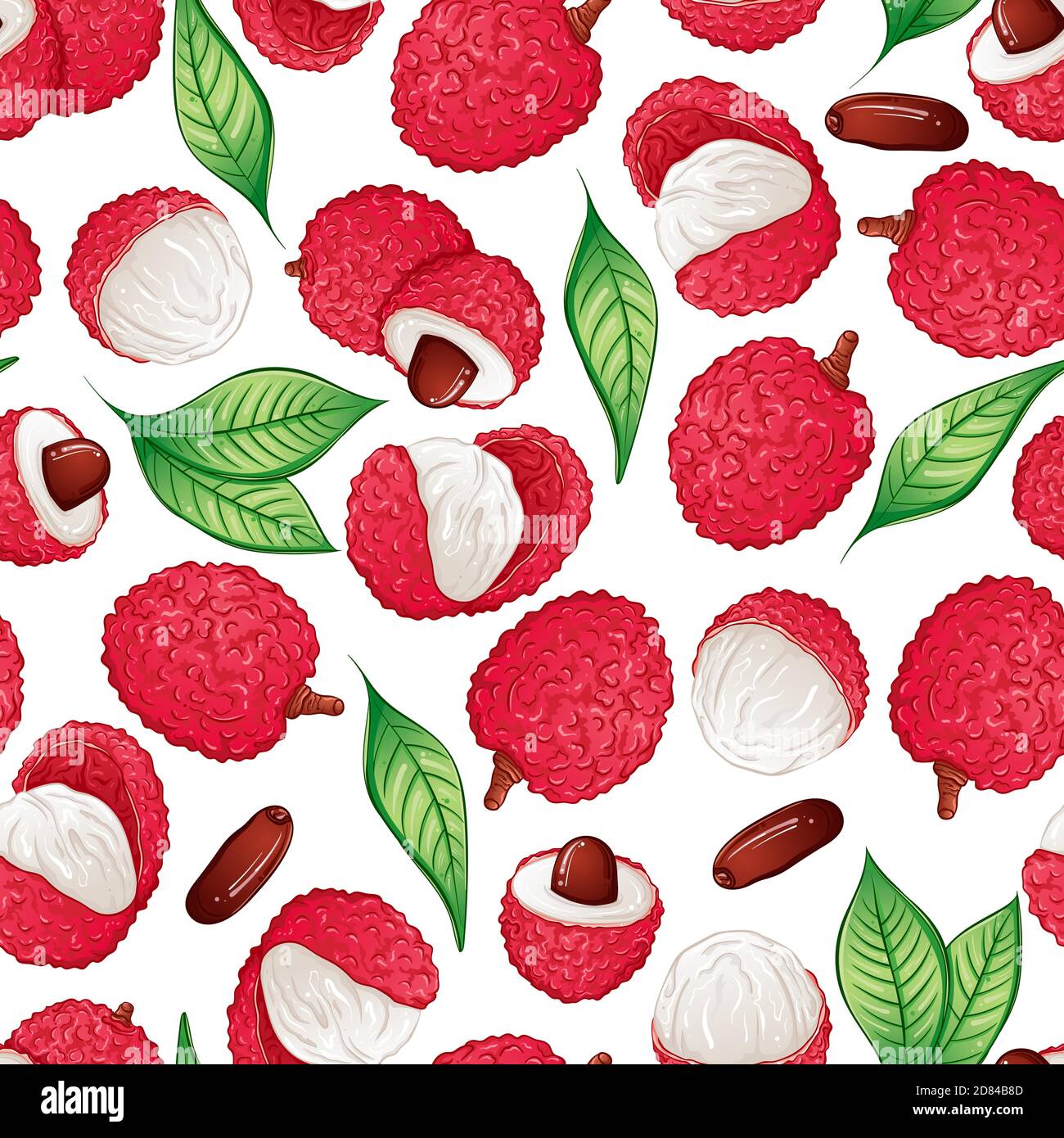 Exotic Lychee Fruit Seamless Pattern Print For Fabric Textile