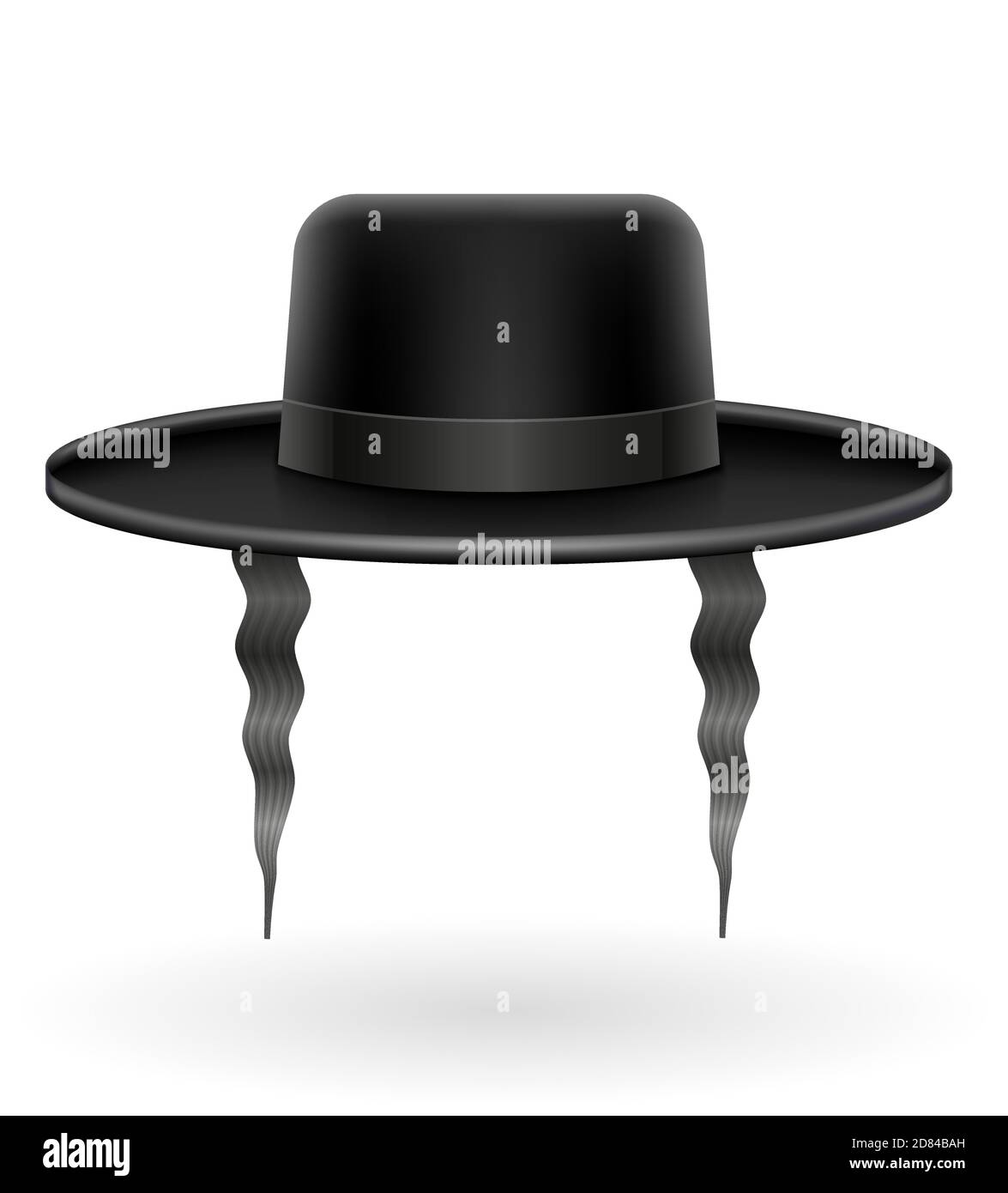 national jewish black hat with sidelocks vector illustration isolated ...
