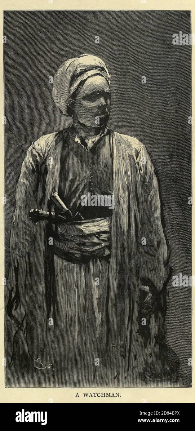 wood engraving of A watchman From the book 'Picturesque Palestine ...